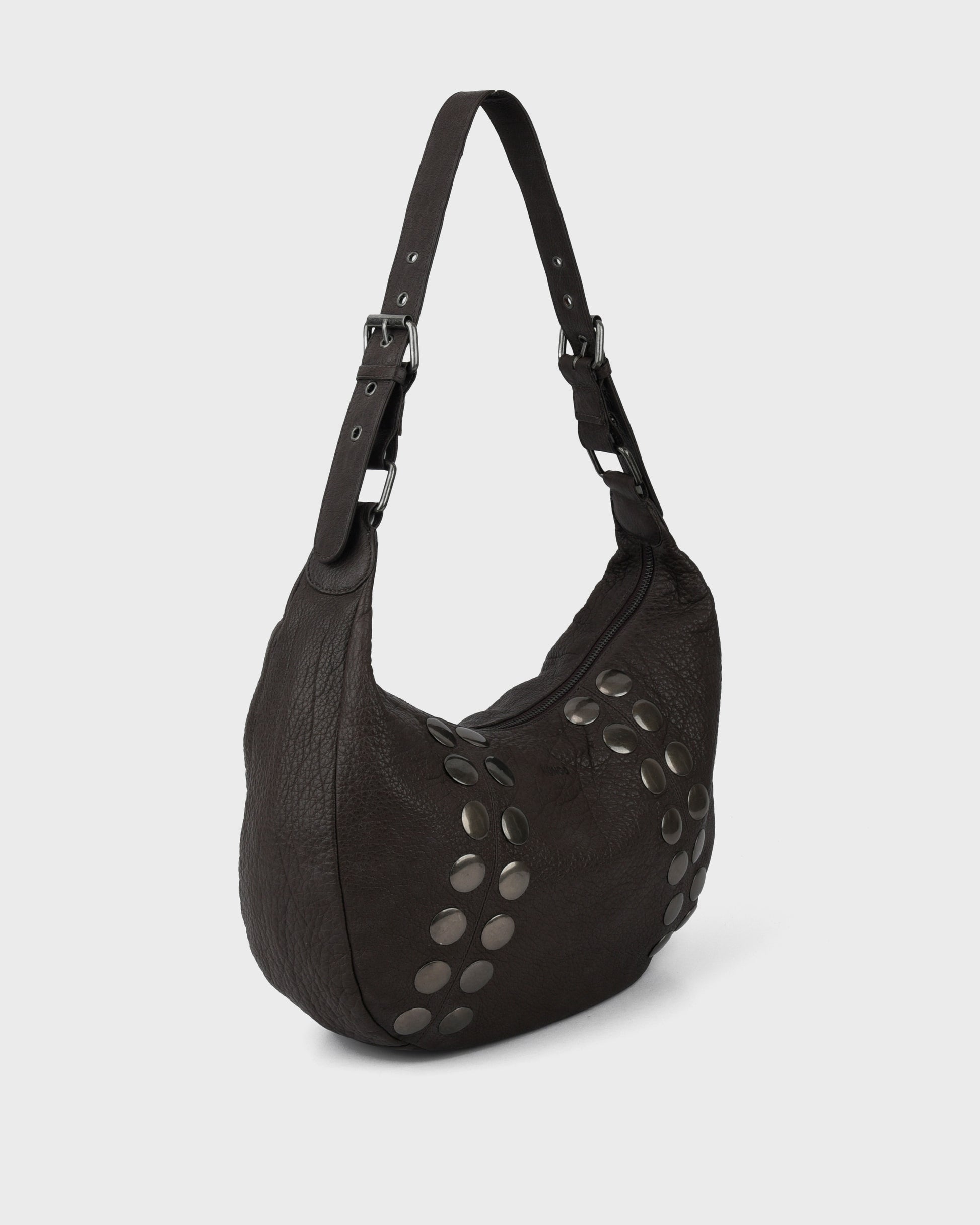 Small Stella Rivet Washed Chocolate w. Antique Silver – Núnoo DK